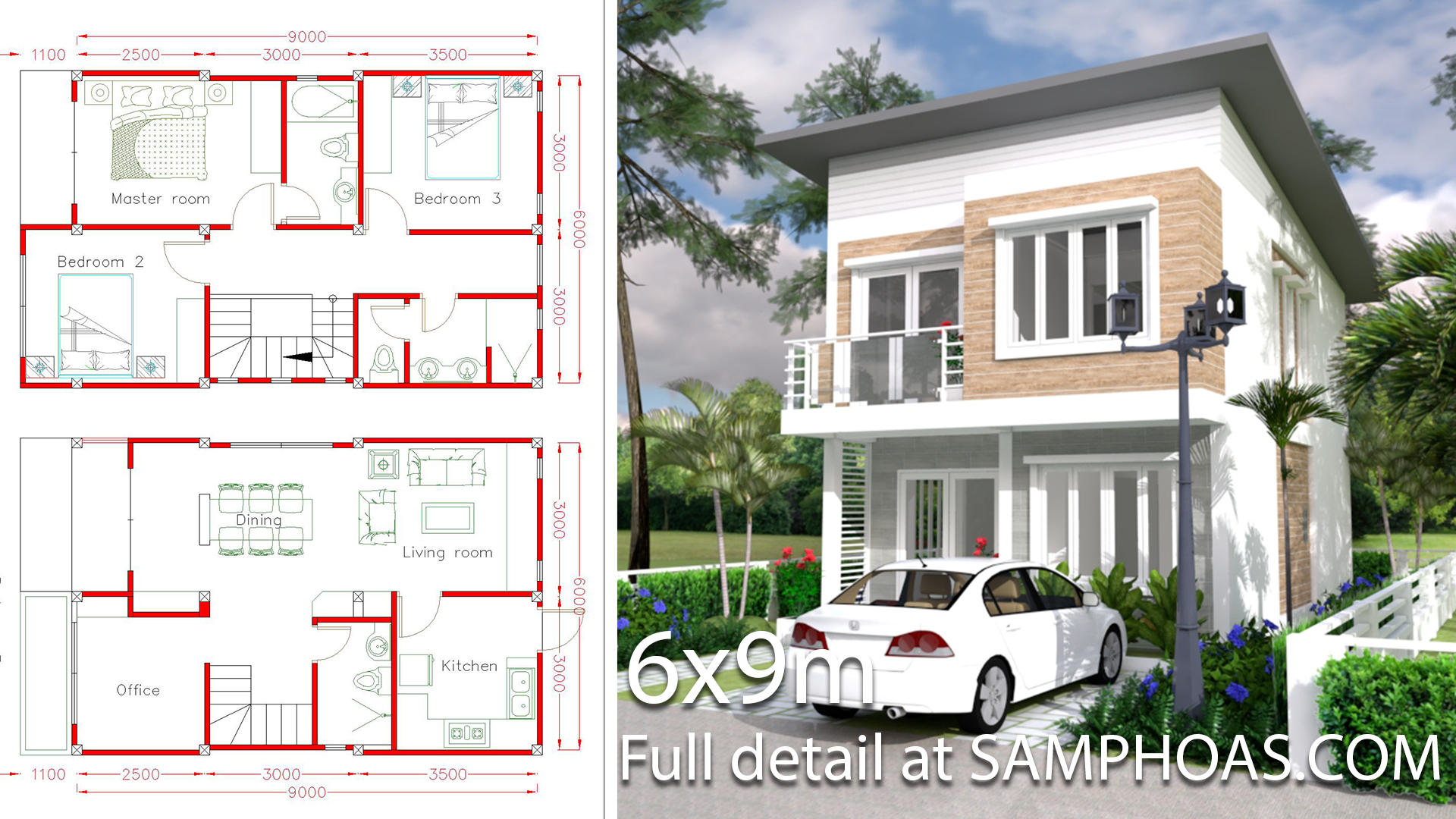 House Design 12.4x11 Meter 41x35 Feet 4 Beds - SamHousePlans