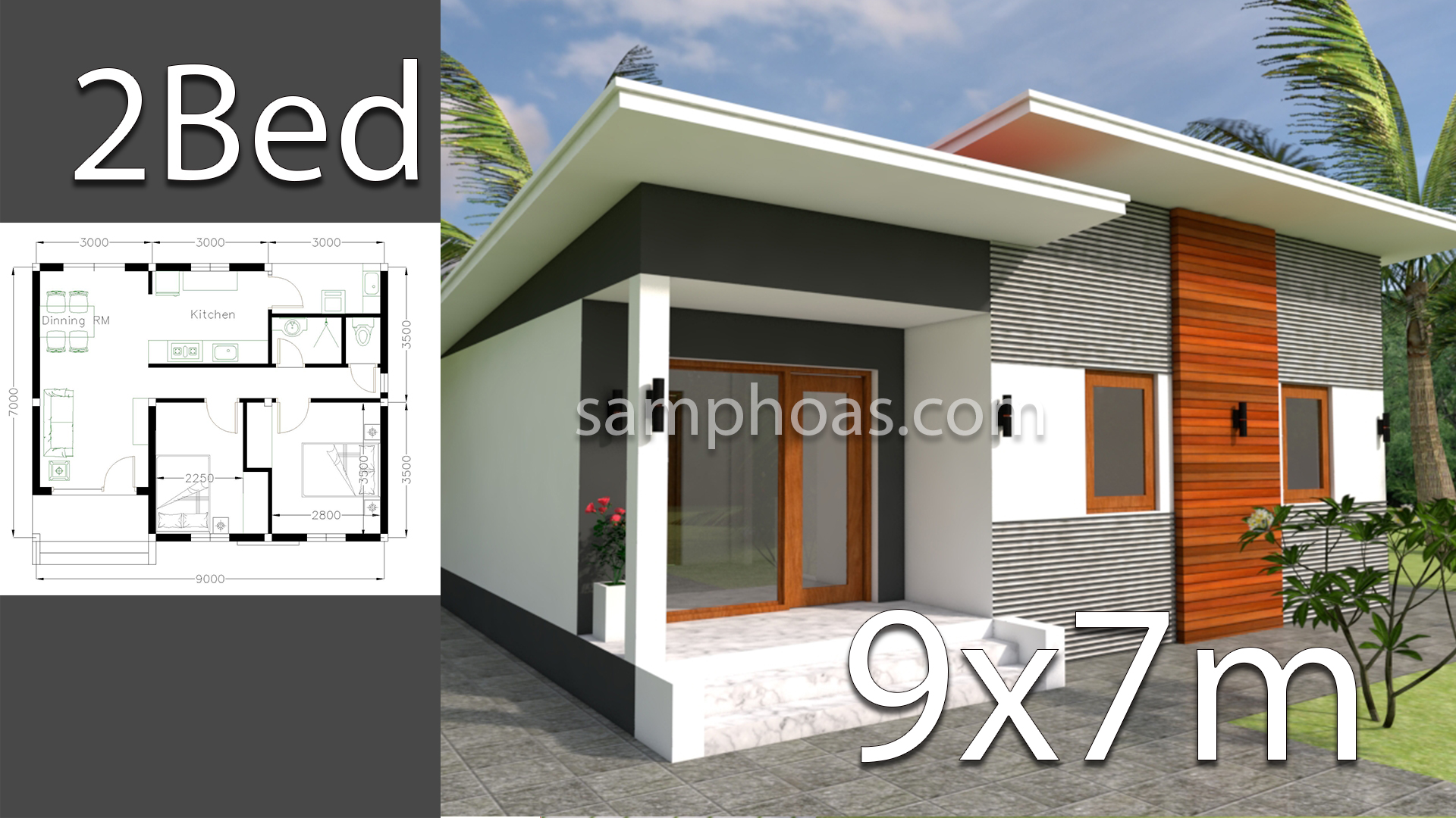 House Design Plans 7x7 with 2 Bedrooms Full Plans - SamHousePlans