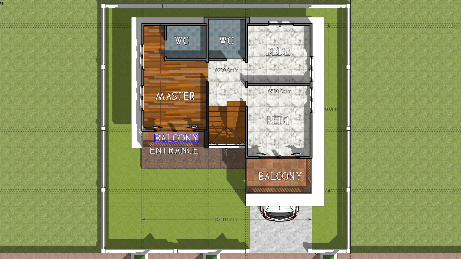 House Plan 8x8m with 3 Bedrooms - SamHousePlans