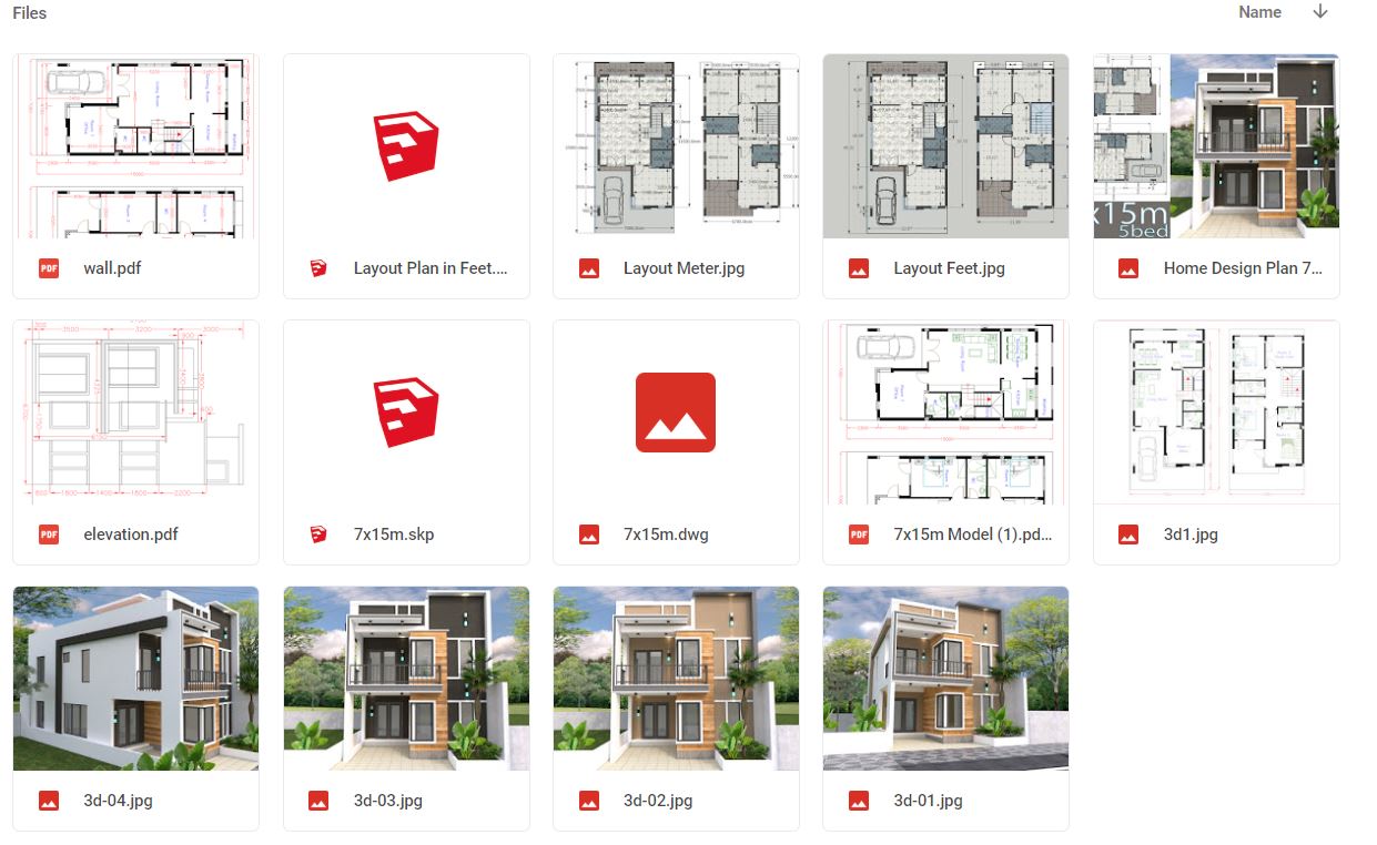 House Plans 7x15m with 4 Bedrooms - SamHousePlans
