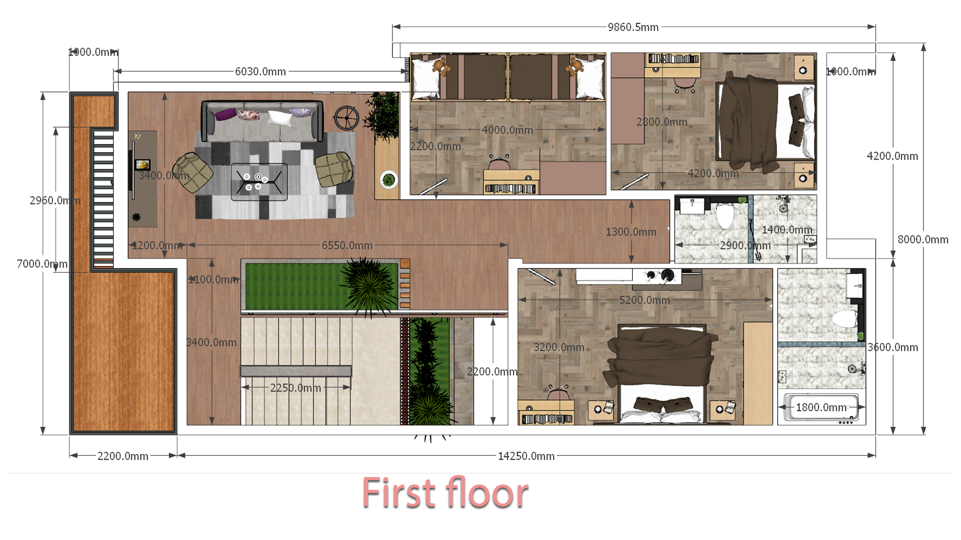 House Plans 8x20m with Full Plan 4Beds - SamHousePlans