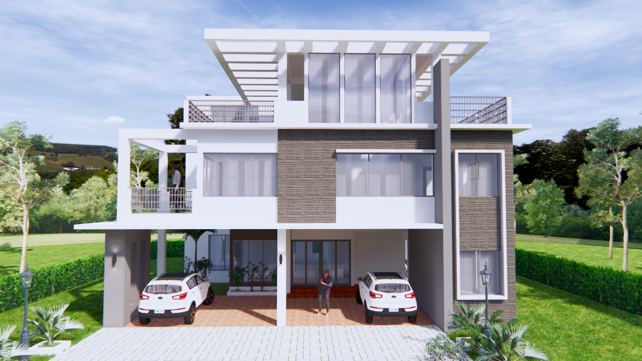 House Plan 14x16m with 5 Bedrooms - SamHousePlans