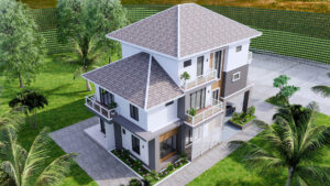 House Plan 8x15m with 5 Bedrooms - SamHousePlans