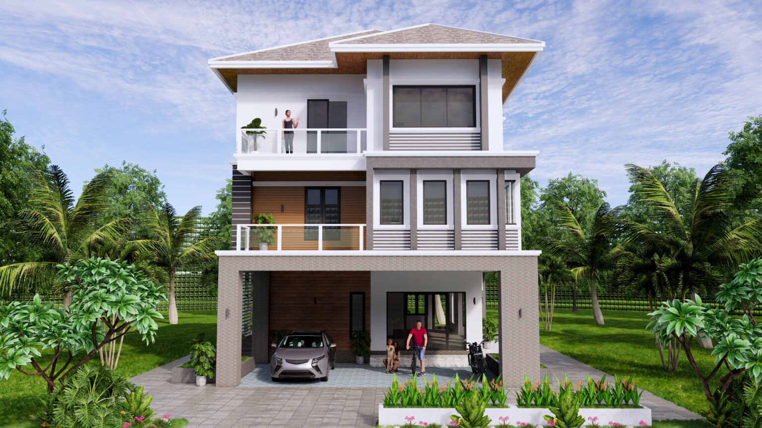 House Plan 8x15m with 5 Bedrooms - SamHousePlans
