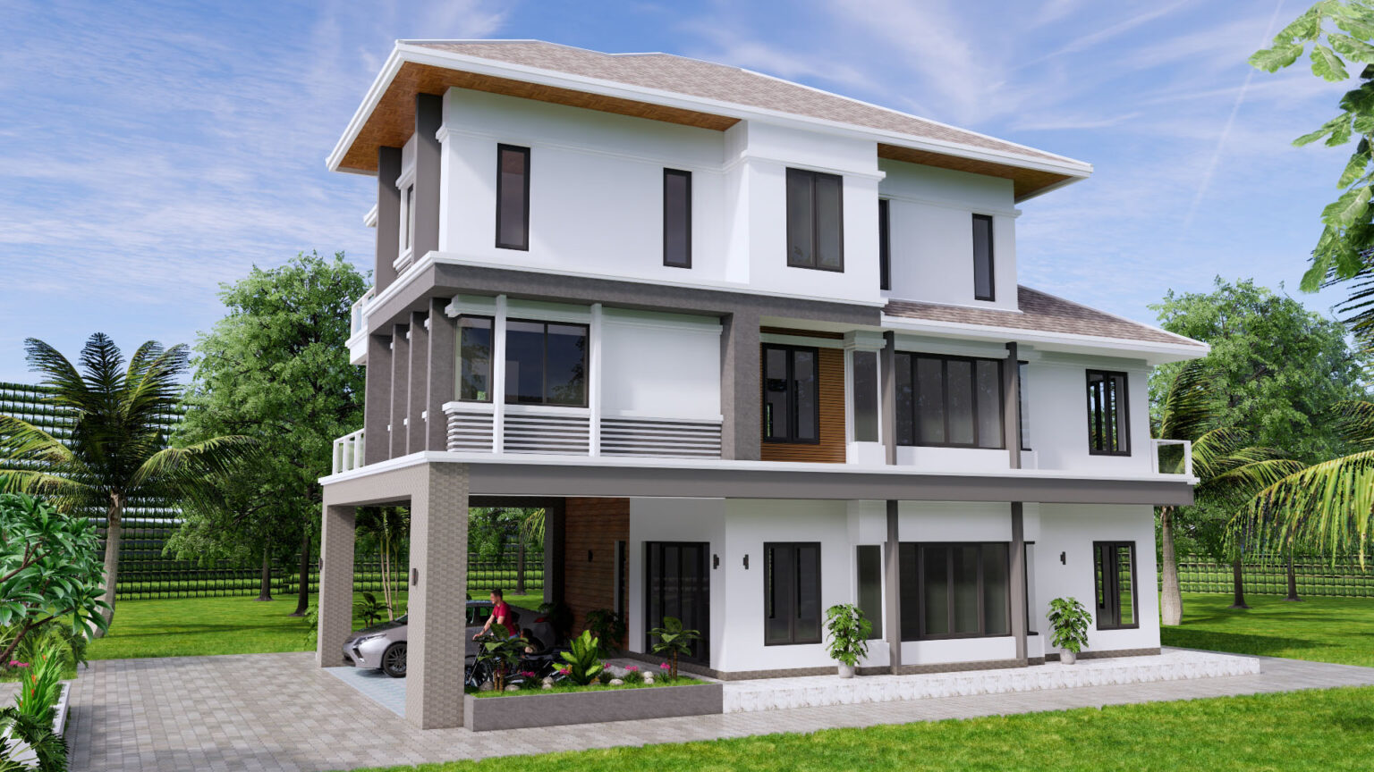 House Plan 8x15m with 5 Bedrooms - SamHousePlans