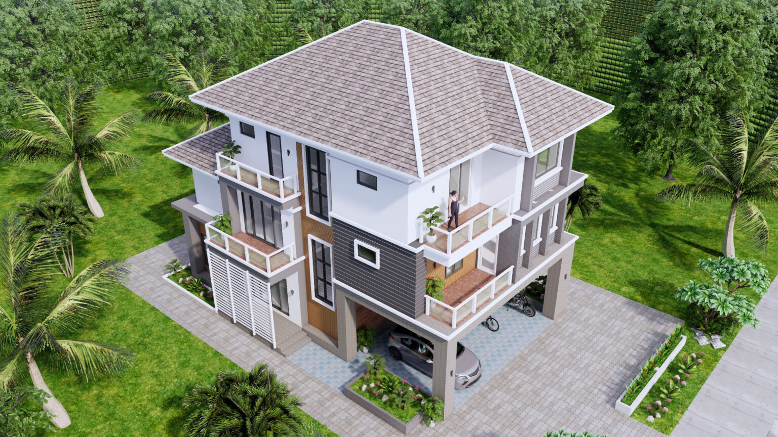 House Plan 8x15m with 5 Bedrooms - SamHousePlans