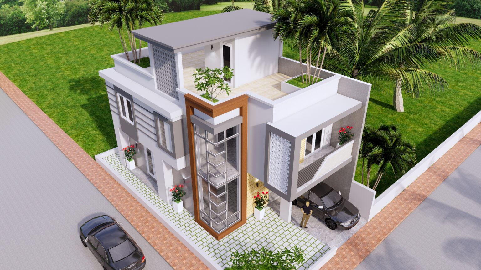 House Plans 8x15m with 4 Bedrooms - SamHousePlans