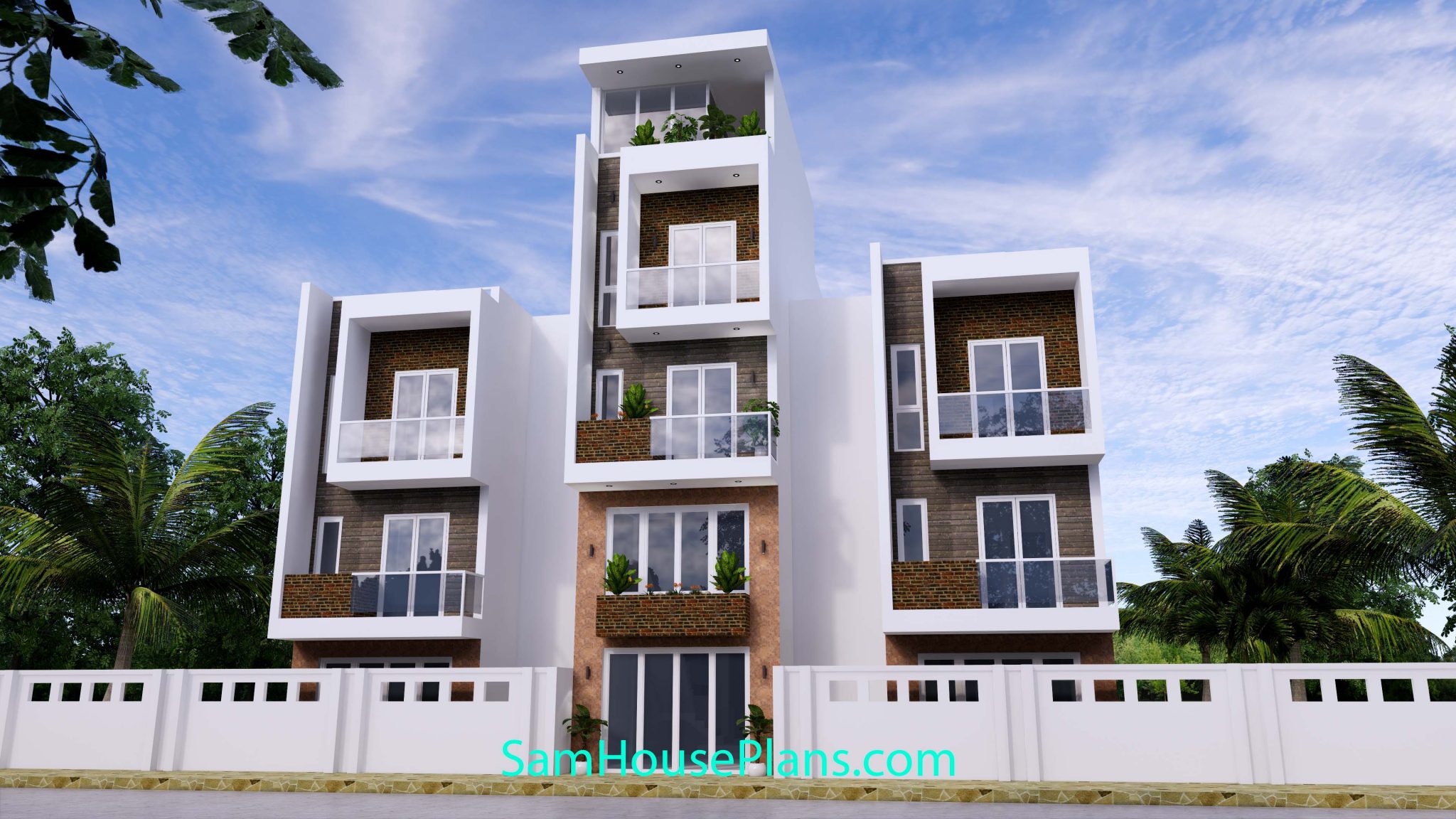 Narrow House Plans 4x13 Meter - SamHousePlans