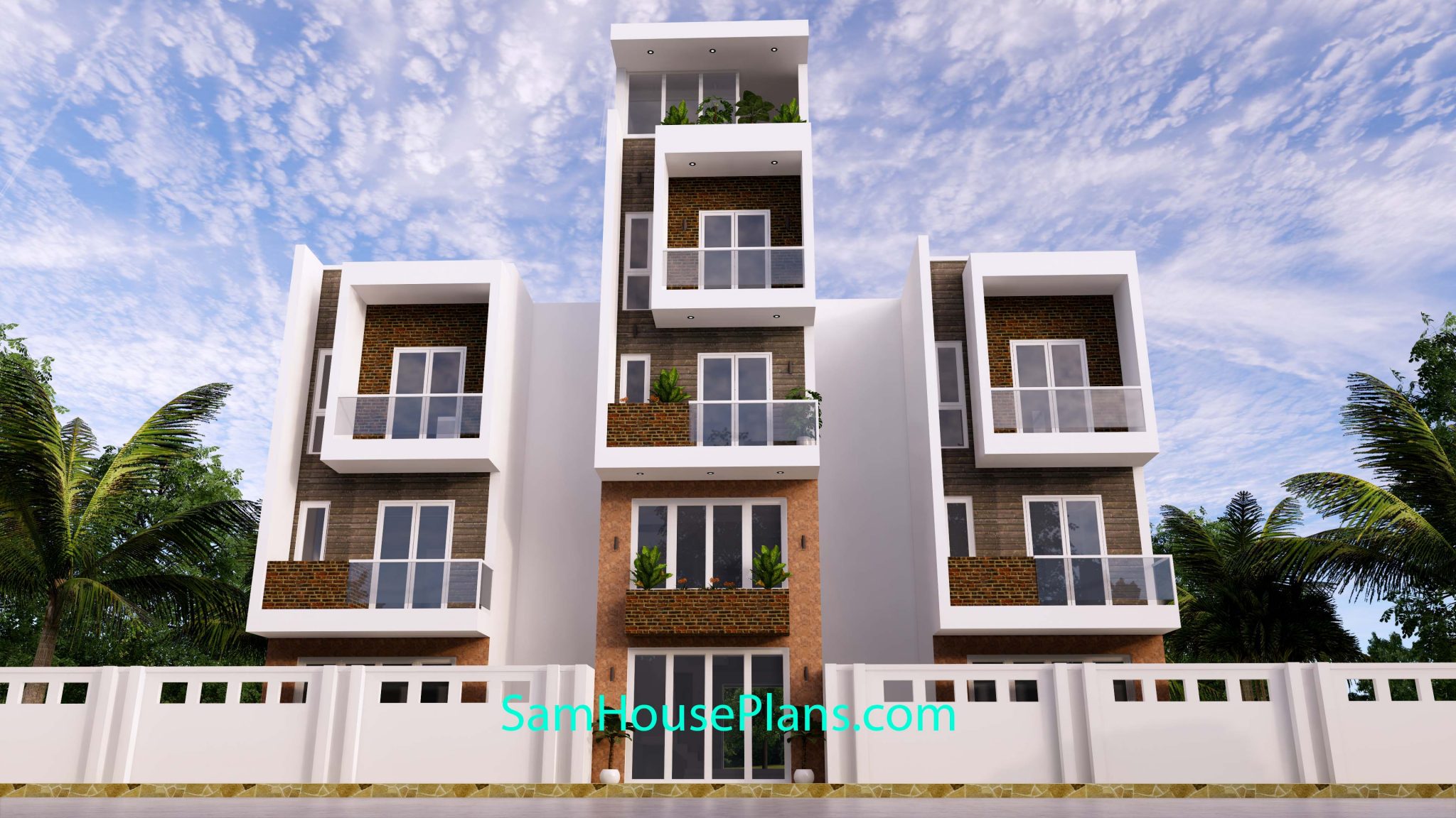 Narrow House Plans 4x13 Meter - SamHousePlans