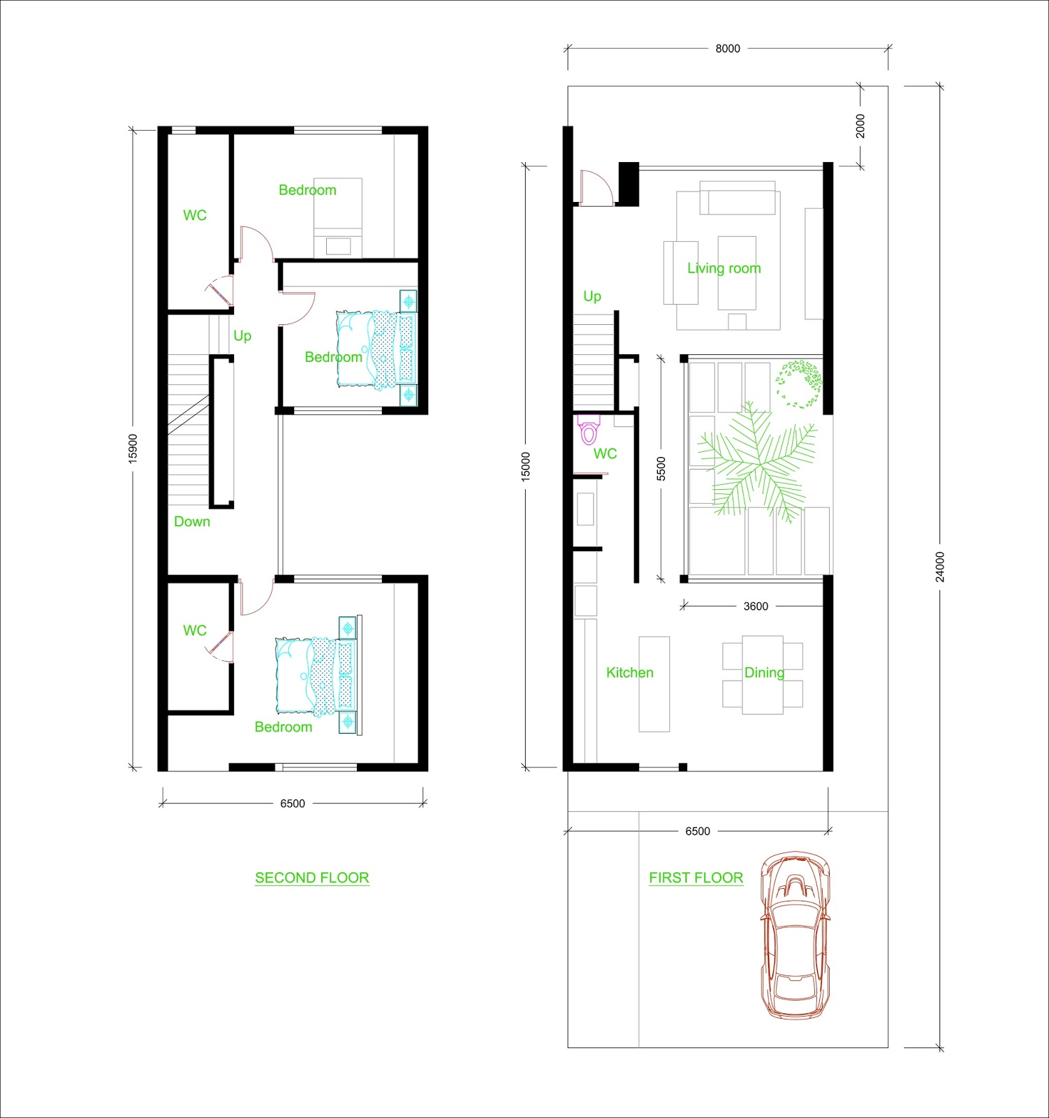 House Plans 6 5x15 With 3 Bedrooms House Plans Free Downloads