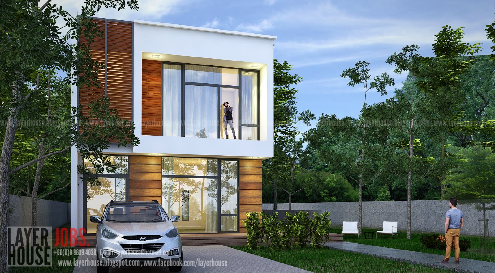 House Plans Idea 8.8x11m with 3 Bedroom - SamHousePlans