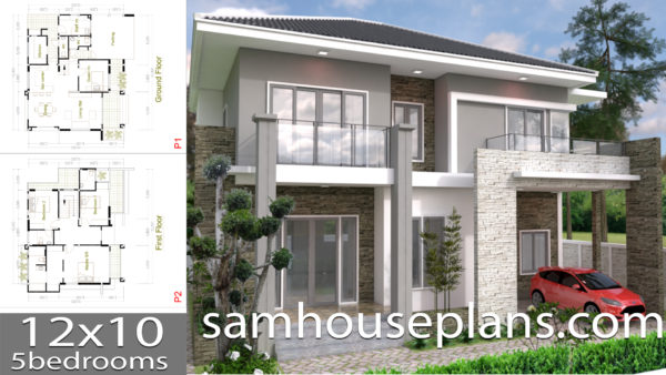 House Plans 12x10 with 5 Bedrooms - SamHousePlans