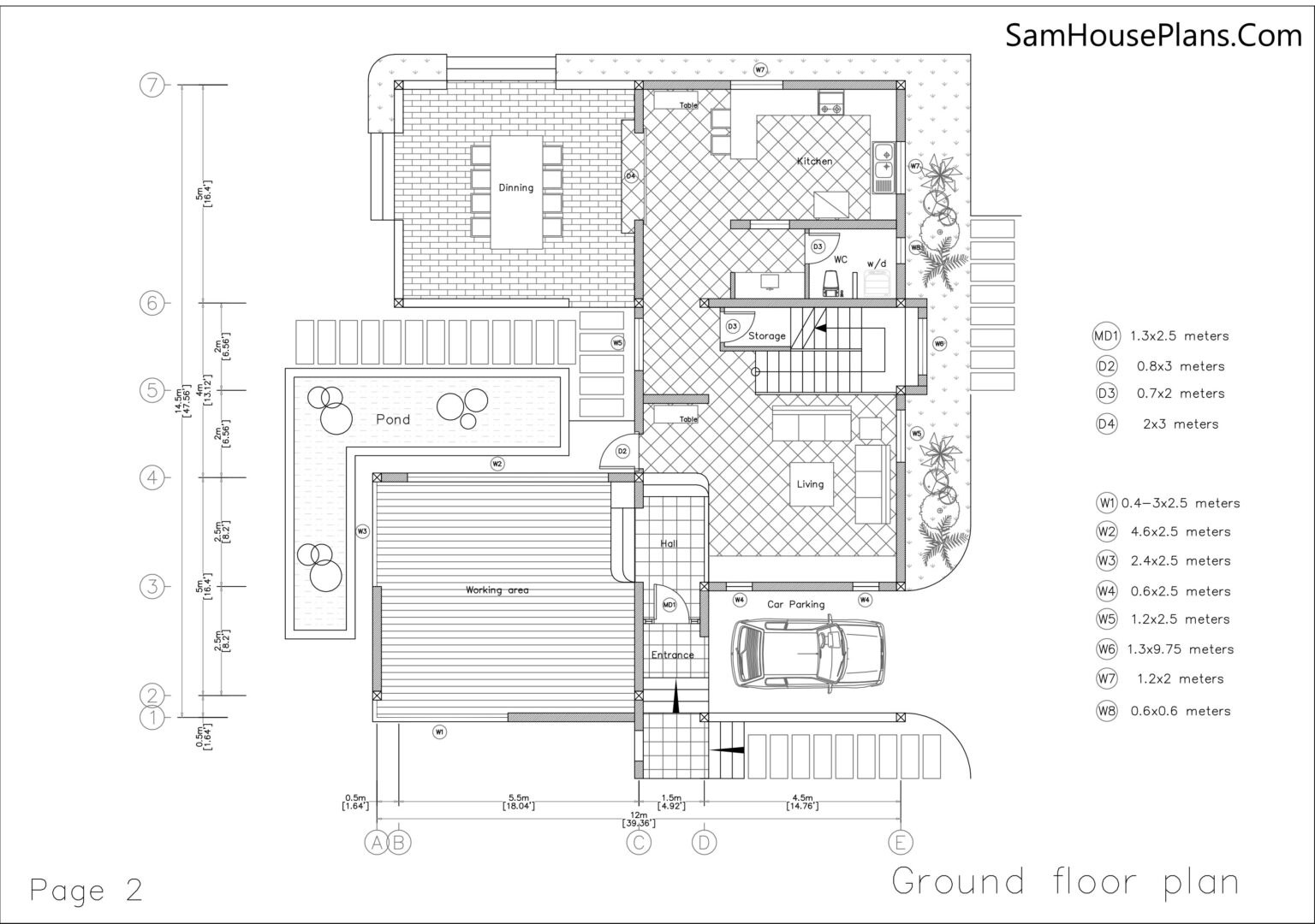 House Plans 12x14 with 4 Bedrooms - SamHousePlans