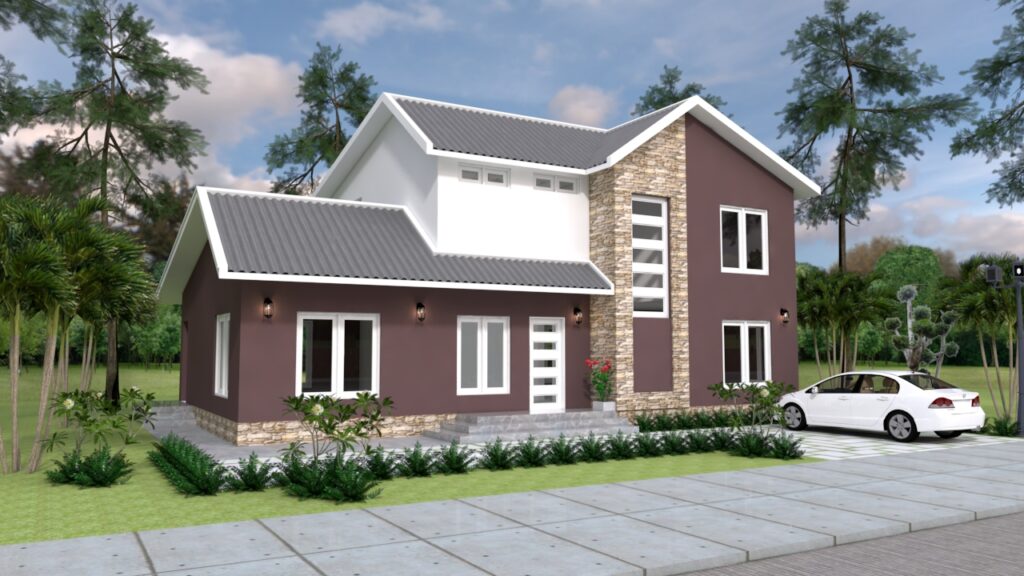 House Plans 14.4x10 with 4 Bedrooms - SamHousePlans