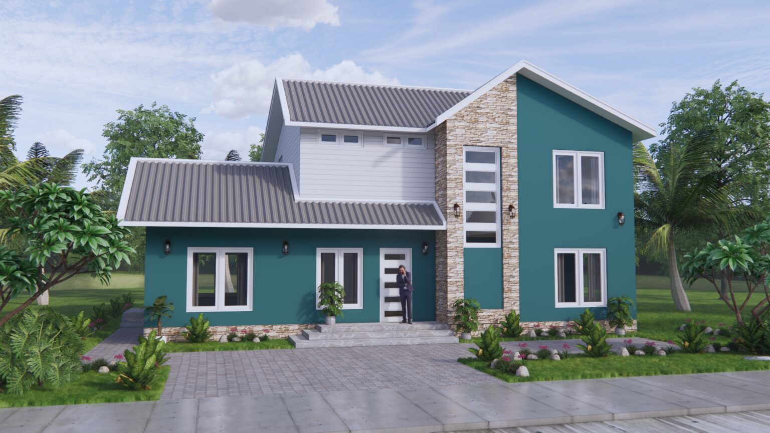 House Plans 14.4x10 with 4 Bedrooms - SamHousePlans