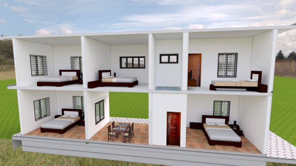 House Plans 15x17 with 5 Bedrooms - SamHousePlans