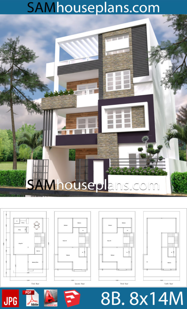 House Plans 8x14 With 8 Bedrooms - SamHousePlans