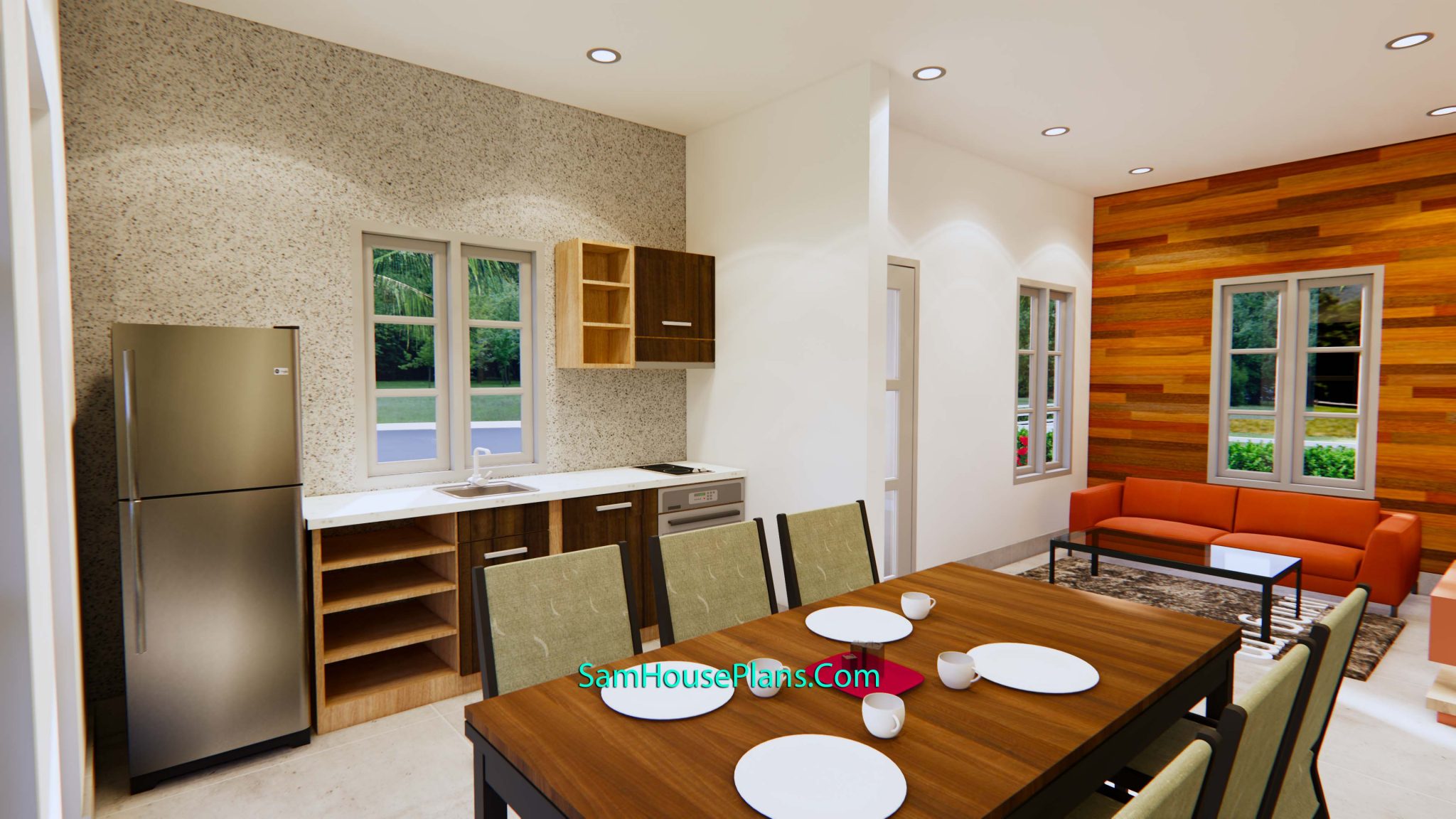 House Plans 7x10 with 3 Bedrooms with terrace roof - SamHousePlans