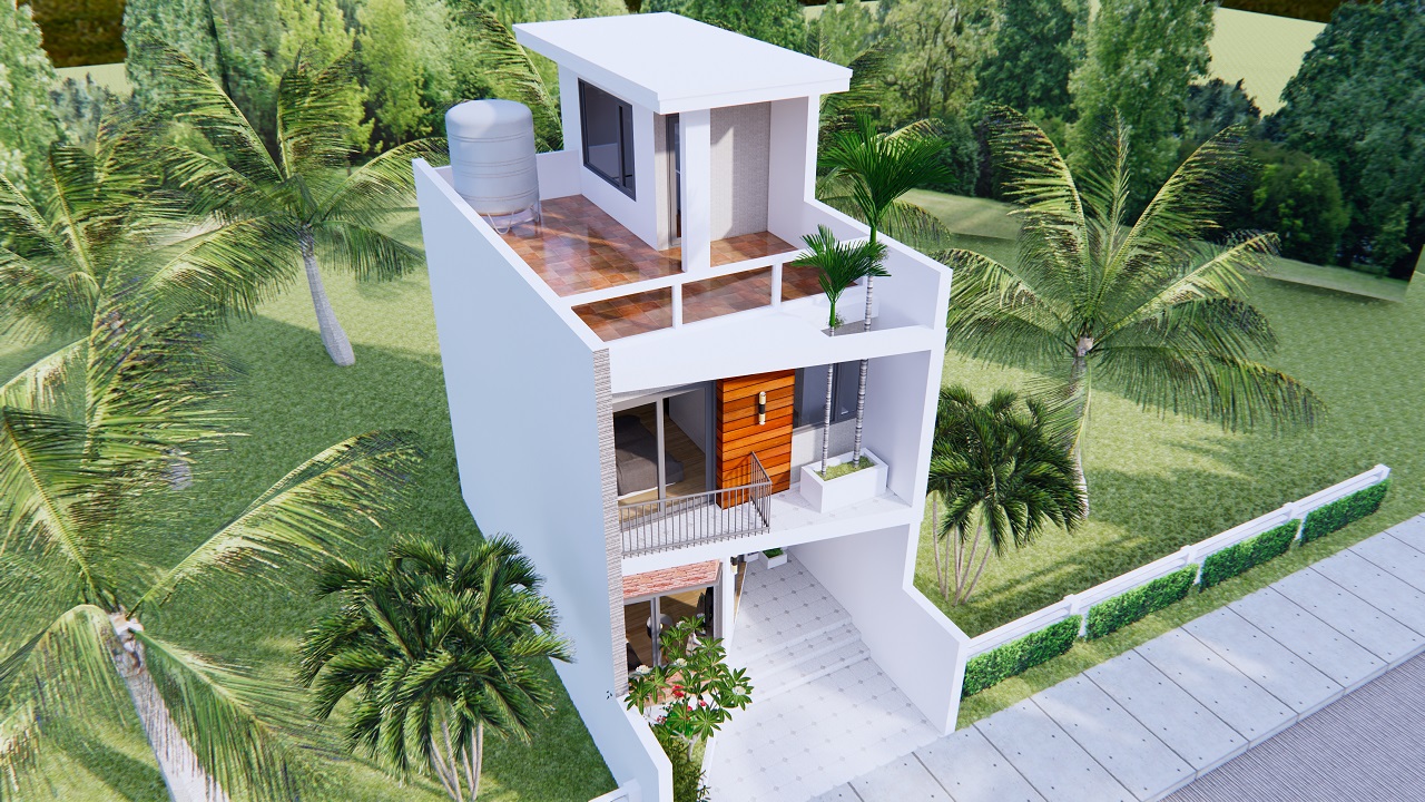 Home Designs 5x10 Meter 17x33 Feet 2 Beds - SamHousePlans