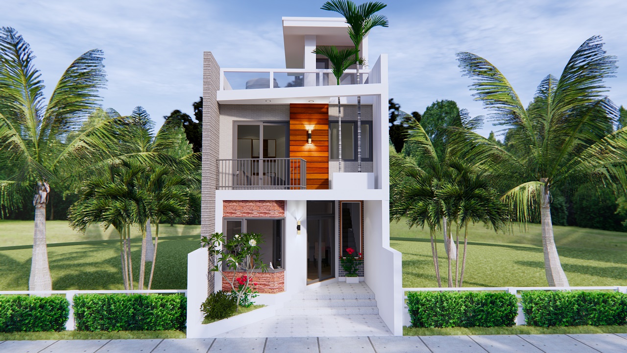Home Designs 5x10 Meter 17x33 Feet 2 Beds - SamHousePlans