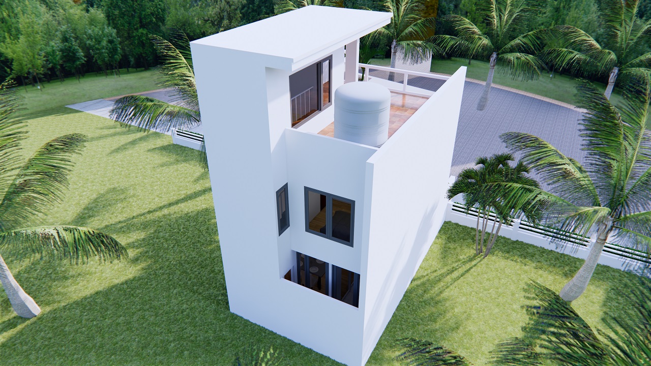 Home Designs 5x10 Meter 17x33 Feet 2 Beds - SamHousePlans