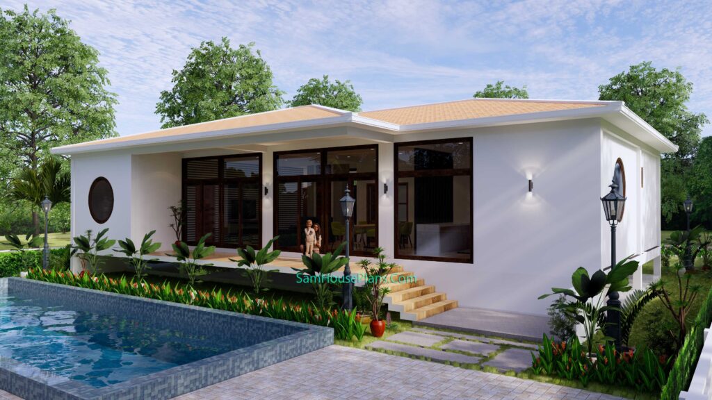 House Design Plan 17x13 with 3 Bedrooms 53x43 Feet - SamHousePlans