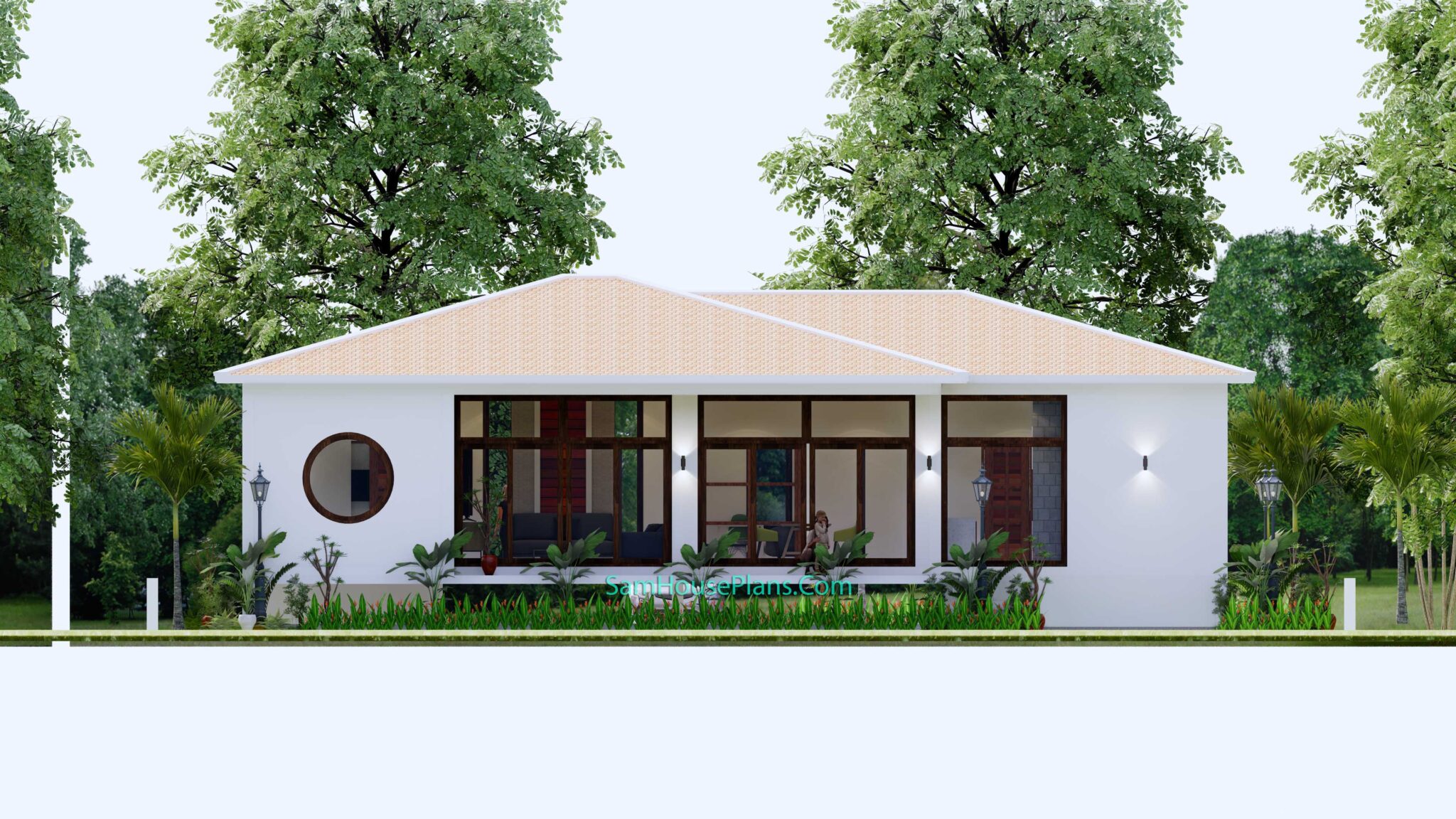 House Design Plan 17x13 with 3 Bedrooms 53x43 Feet - SamHousePlans
