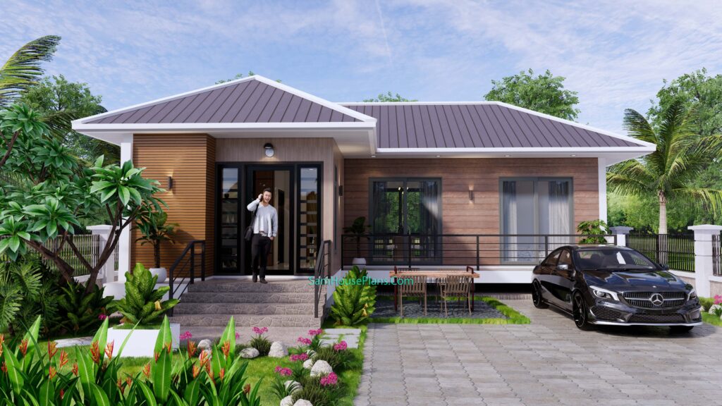 House Design Plans 11x10.5 Hip Roof 2 Bedrooms - SamHousePlans