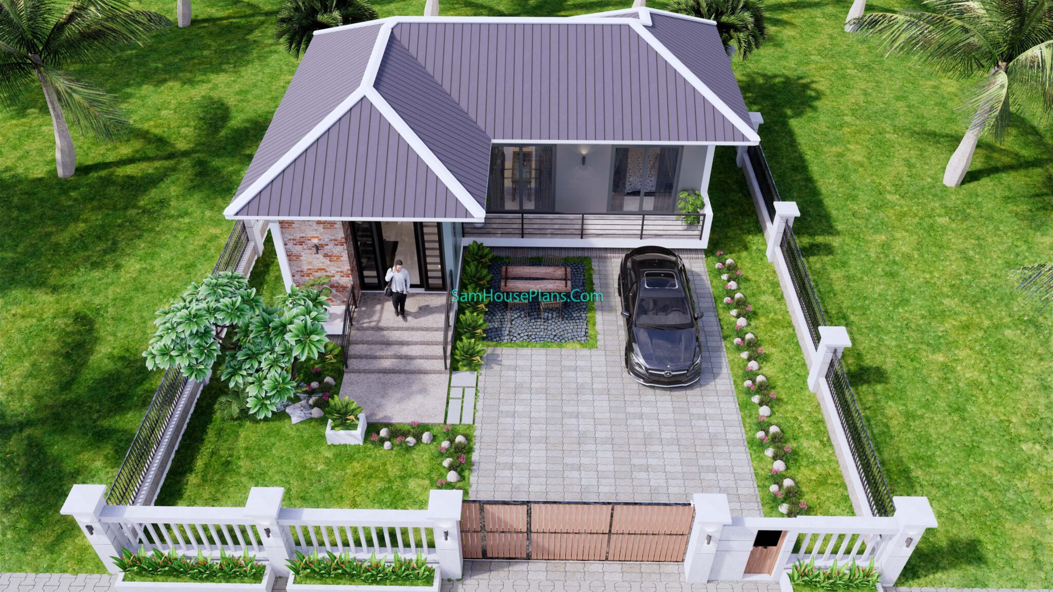 House Design Plans 11x10.5 Hip Roof 2 Bedrooms - SamHousePlans