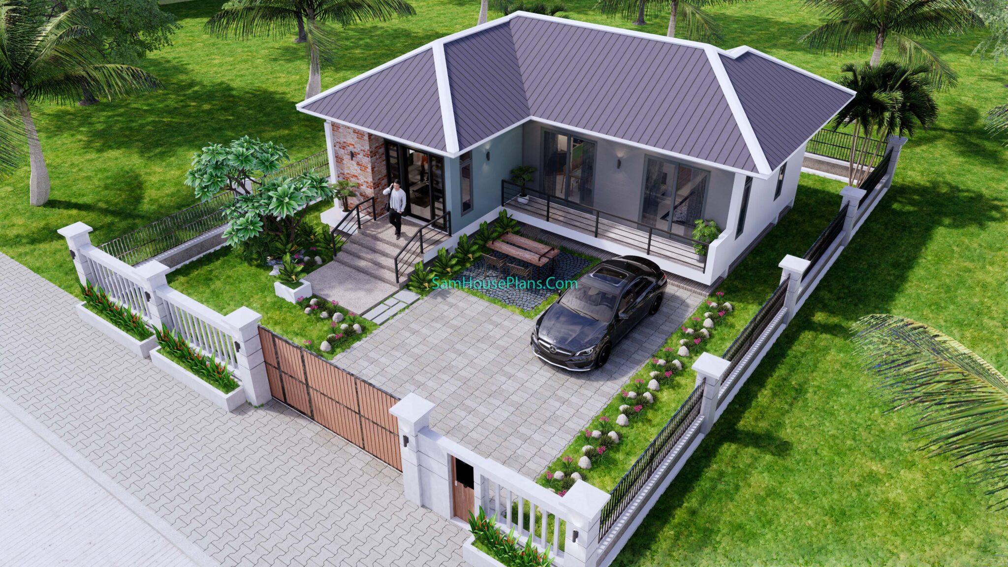 House Design Plans 11x10.5 Hip Roof 2 Bedrooms - SamHousePlans