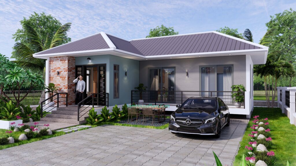 House Design Plans 11x10.5 Hip Roof 2 Bedrooms - SamHousePlans