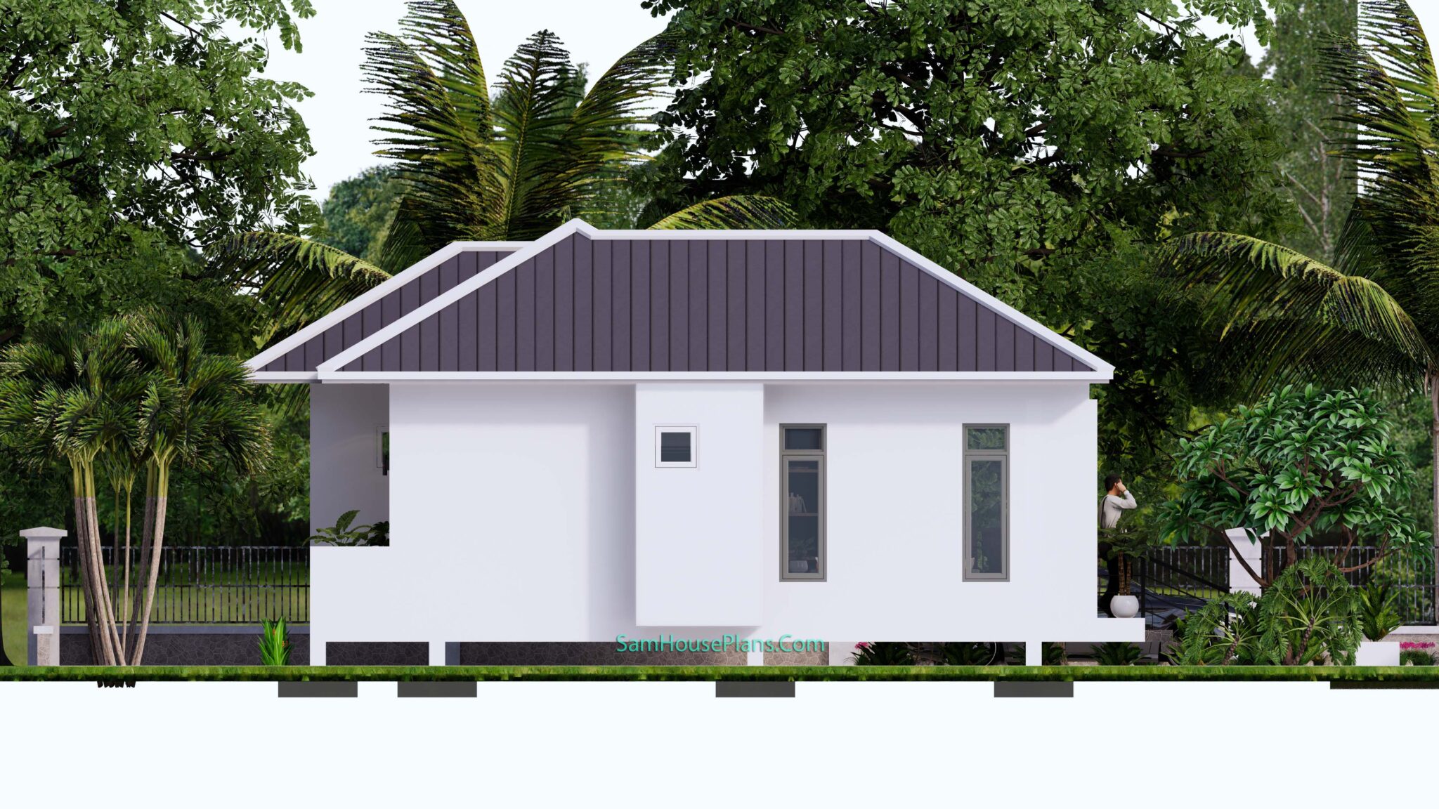 House Design Plans 11x10.5 Hip Roof 2 Bedrooms - SamHousePlans