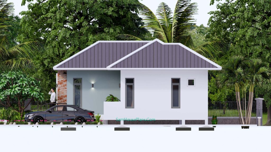 House Design Plans 11x10.5 Hip Roof 2 Bedrooms - SamHousePlans