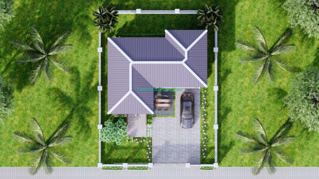 House Design Plans 11x10.5 Hip Roof 2 Bedrooms - SamHousePlans