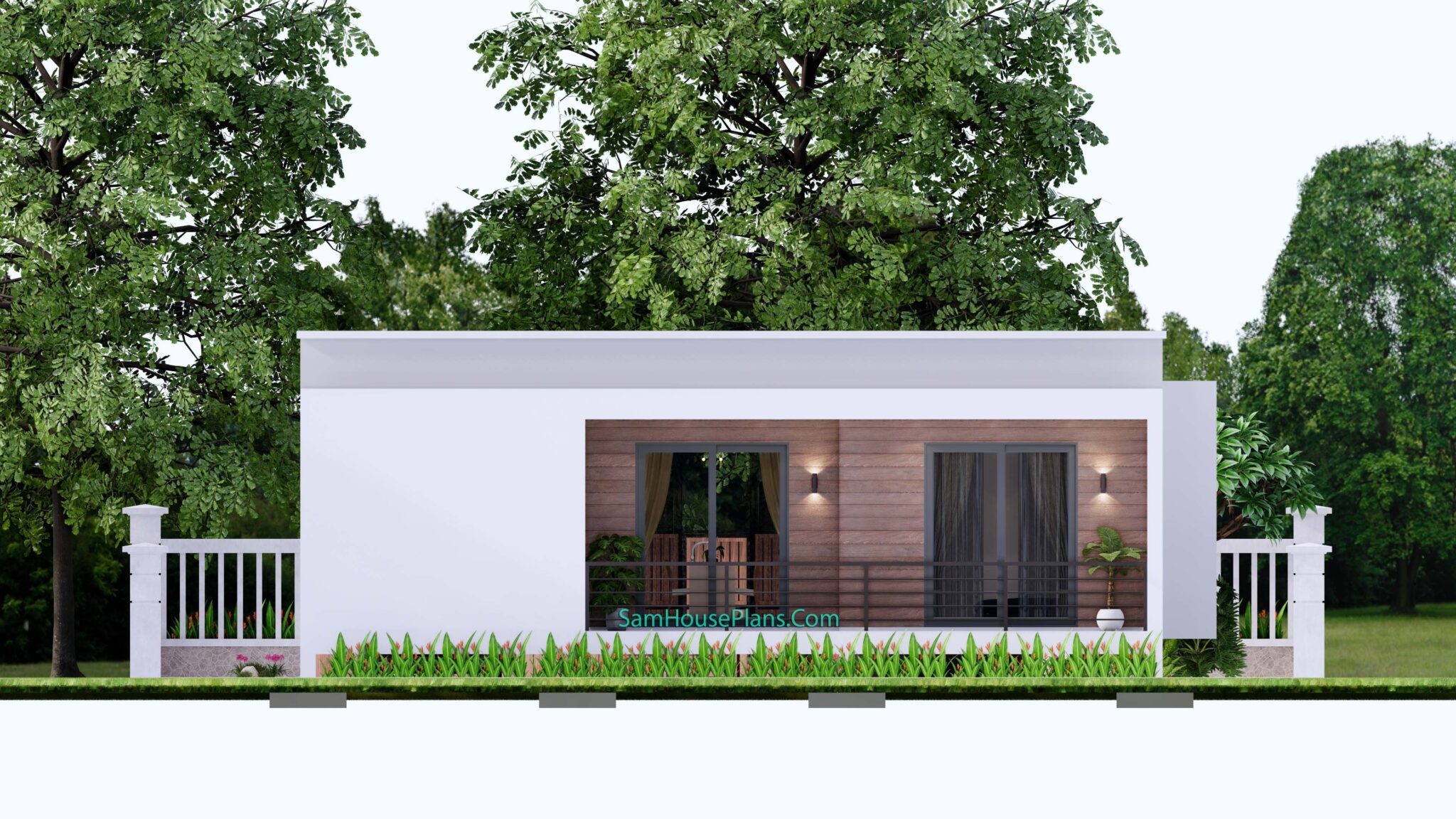 Modern House Plans 11x10.5 Flat Roof 2 Bedrooms - SamHousePlans