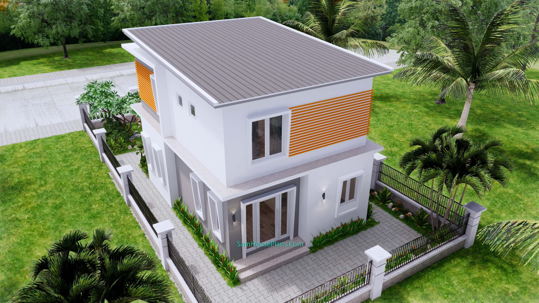 Small House Design 6x9 M with 3 Bedrooms 3d - SamHousePlans