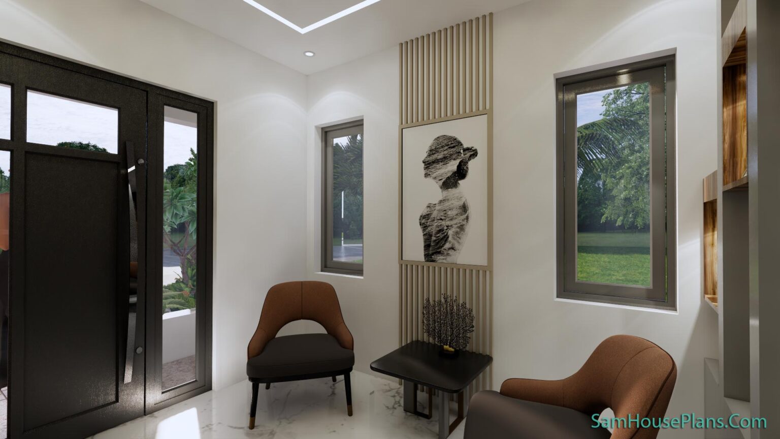 Small House Design 6x12 Meter 2 Beds Free Detailing - SamHousePlans