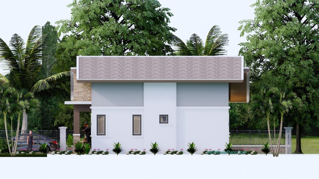 House Plan 12x9 Meter with 3 Bedrooms 2 Baths Shed Roof - SamHousePlans