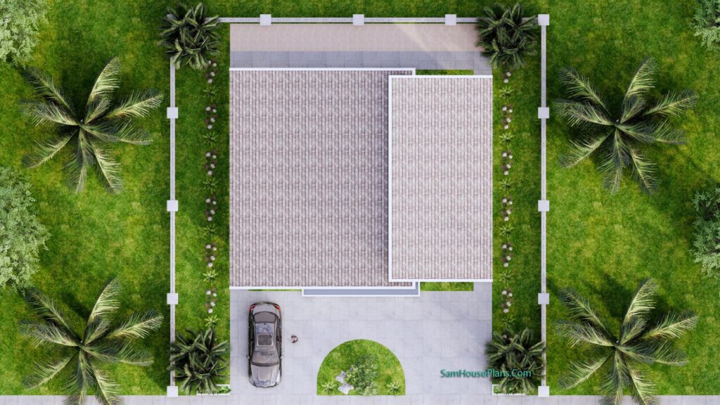 House Plan 12x9 Meter with 3 Bedrooms 2 Baths Shed Roof - SamHousePlans