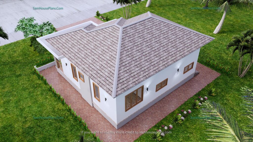 30x30 Custom House Plan 9x9 Meter 3 Beds 2 Baths Hip Roof - SamHousePlans