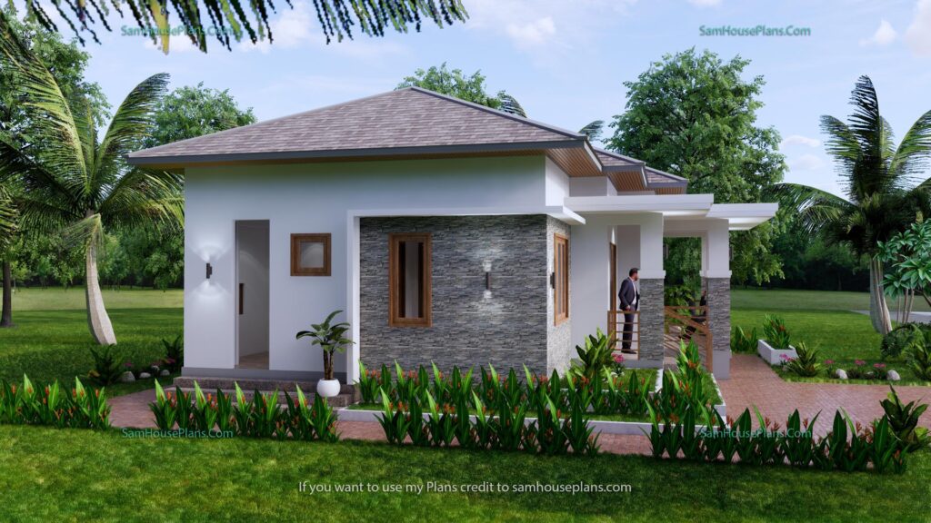 30x30 Custom House Plan 9x9 Meter 3 Beds 2 Baths Hip Roof - SamHousePlans