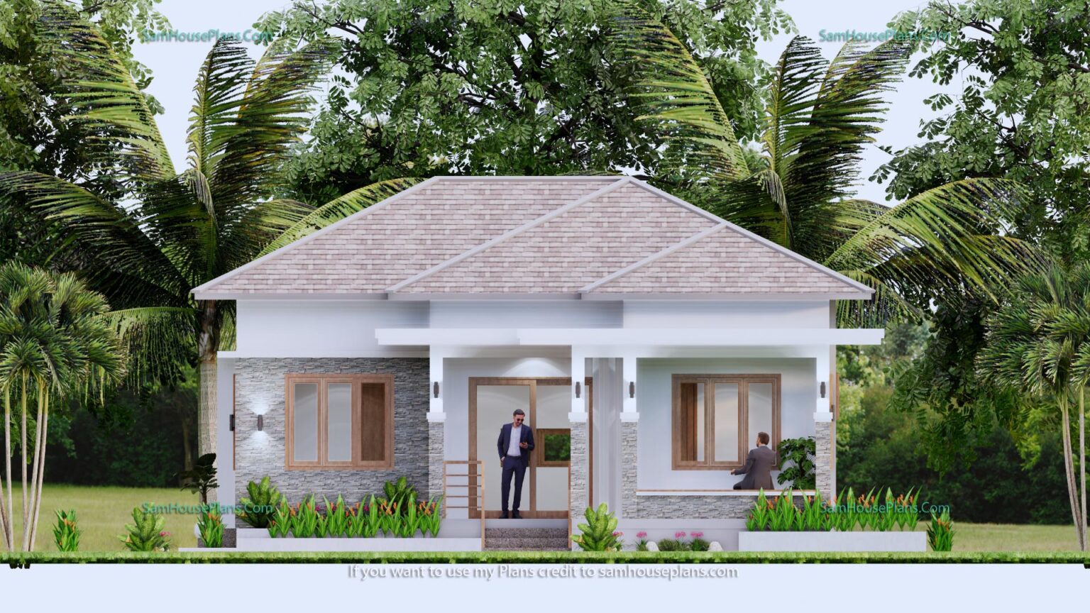 30x30 Custom House Plan 9x9 Meter 3 Beds 2 Baths Hip Roof - SamHousePlans