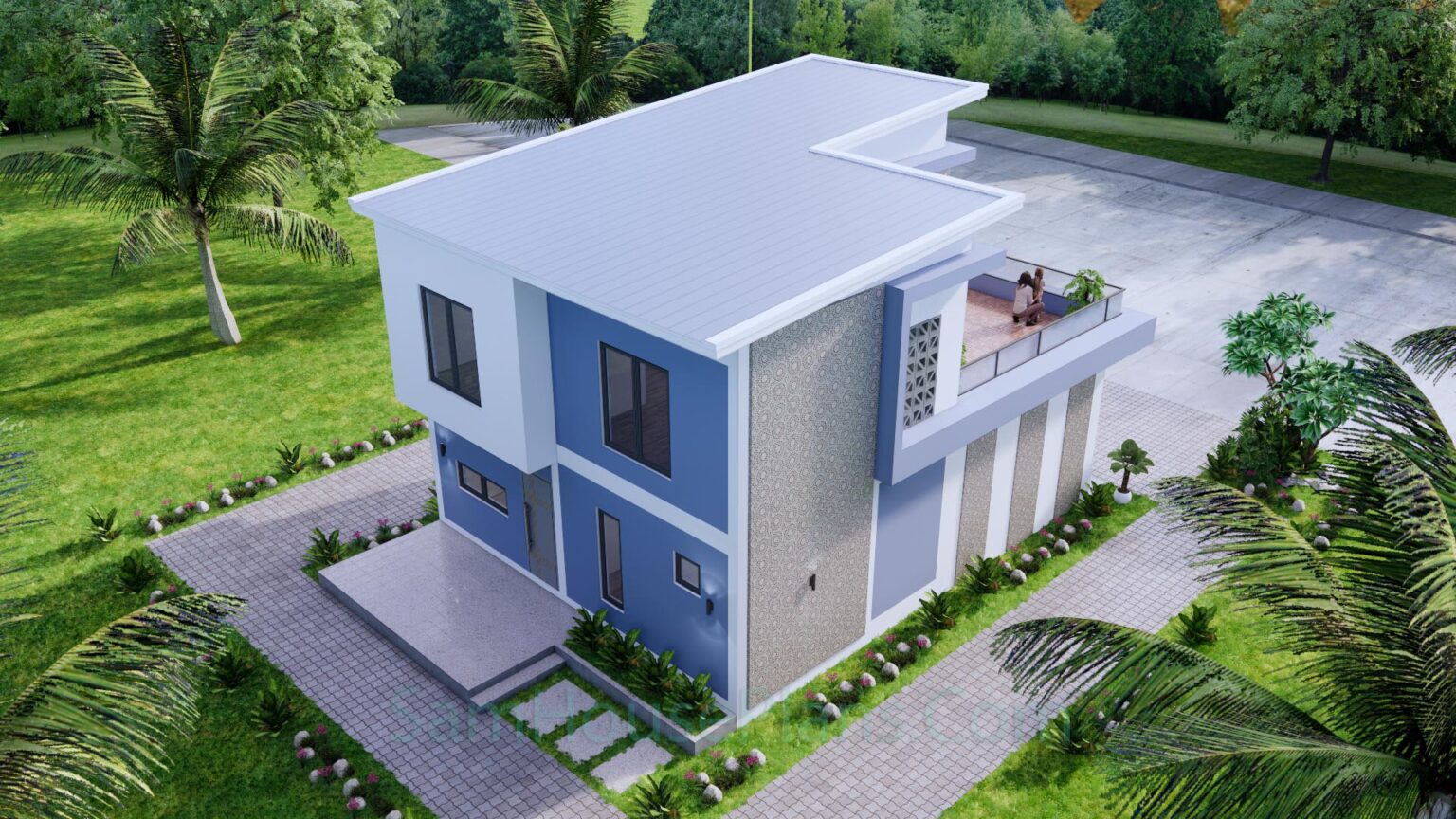 26x33 Feet House Design Plans 8x10 Meter Shed Roof - SamHousePlans