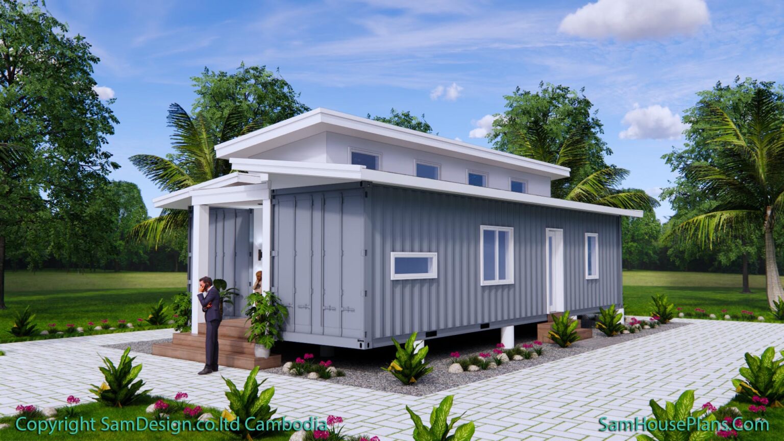 24x40 Container House Design 2 Beds 1 Bath Shed Roof PDF Download ...
