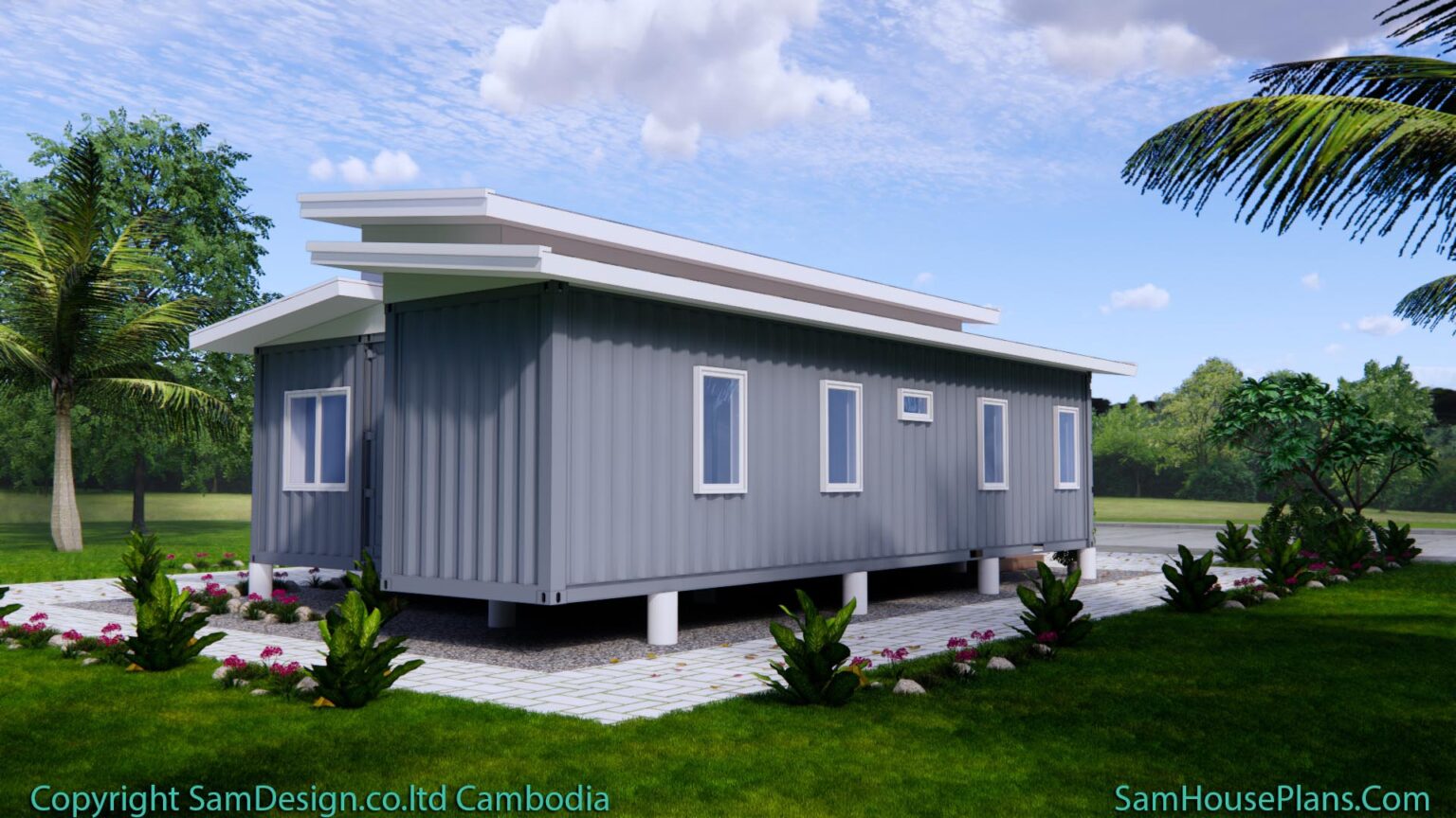 24x40 Container House Design 2 Beds 1 Bath Shed Roof PDF Download ...