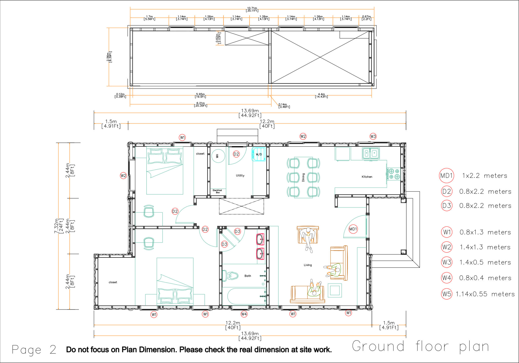 24x40 Container House Design 2 Beds 1 Bath Shed Roof PDF Download ...