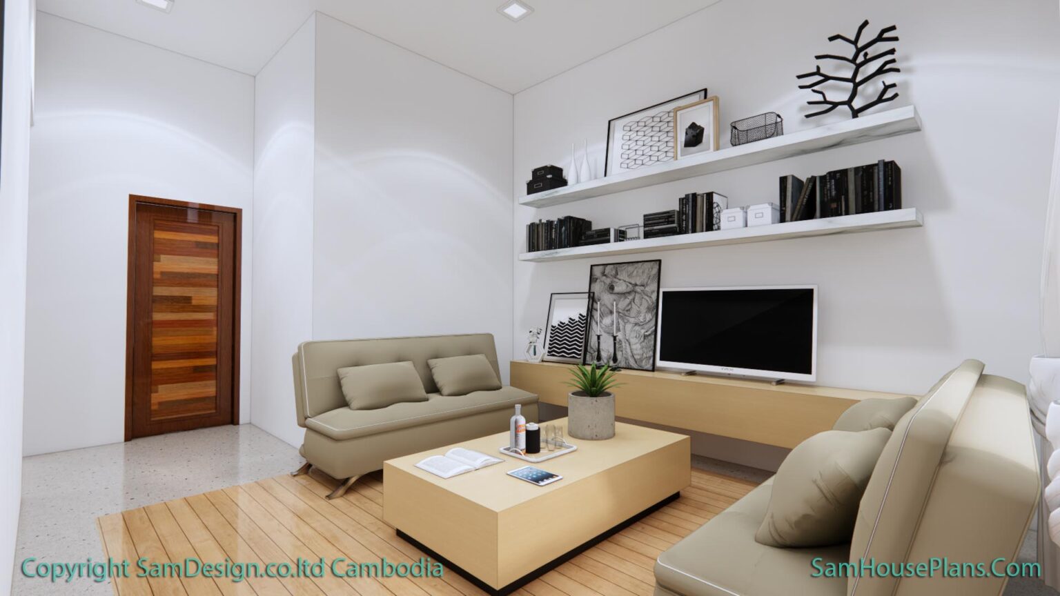 26x36 Feet House Plans 8x11 Meter 2 Beds 2 Baths - SamHousePlans