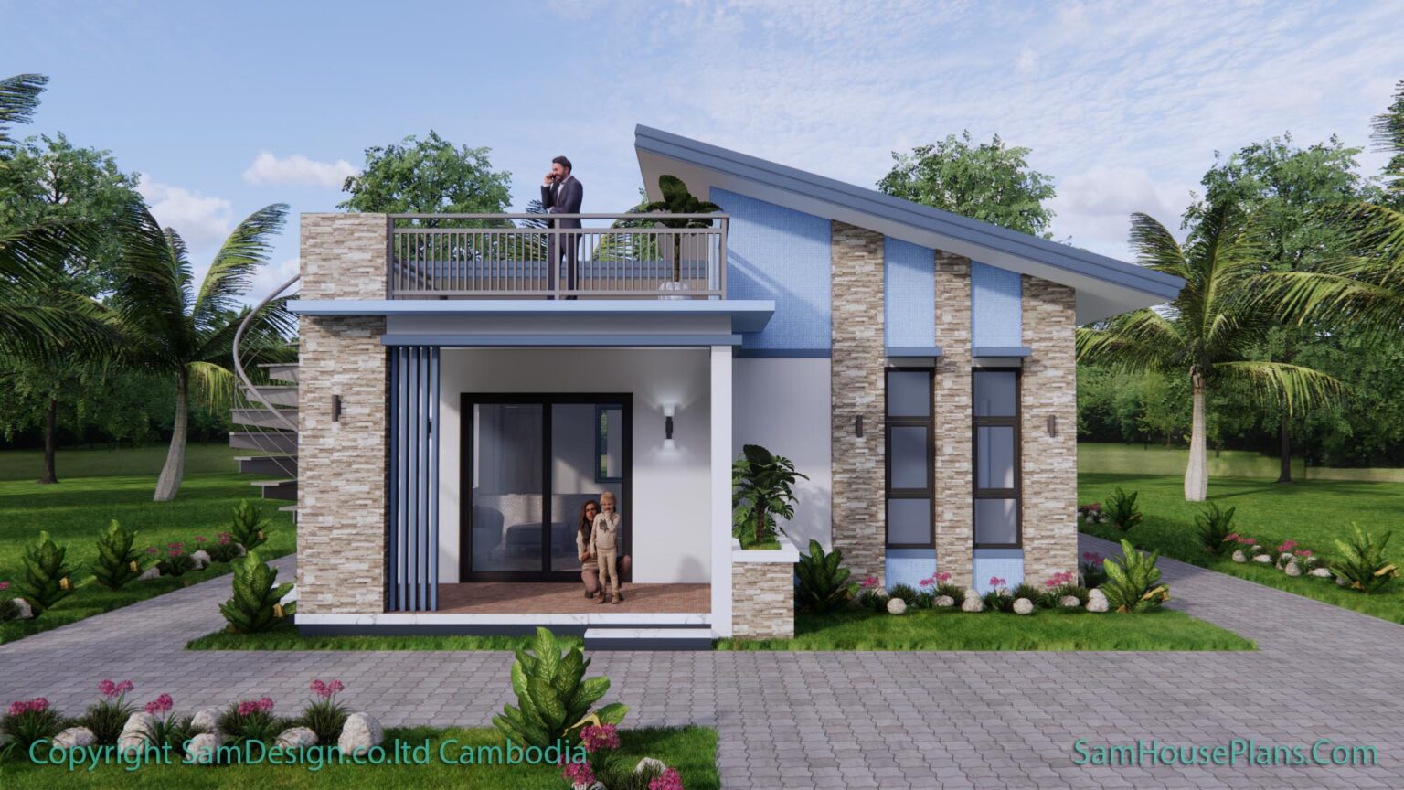 26x36 Small House Plan 8x11 Meter 2 Beds 2 Baths Small Terrace Shed ...
