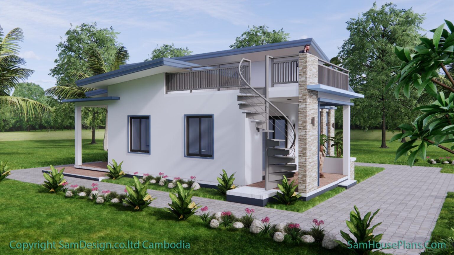 26x36 Small House Plan 8x11 Meter 2 Beds 2 Baths Small Terrace Shed ...