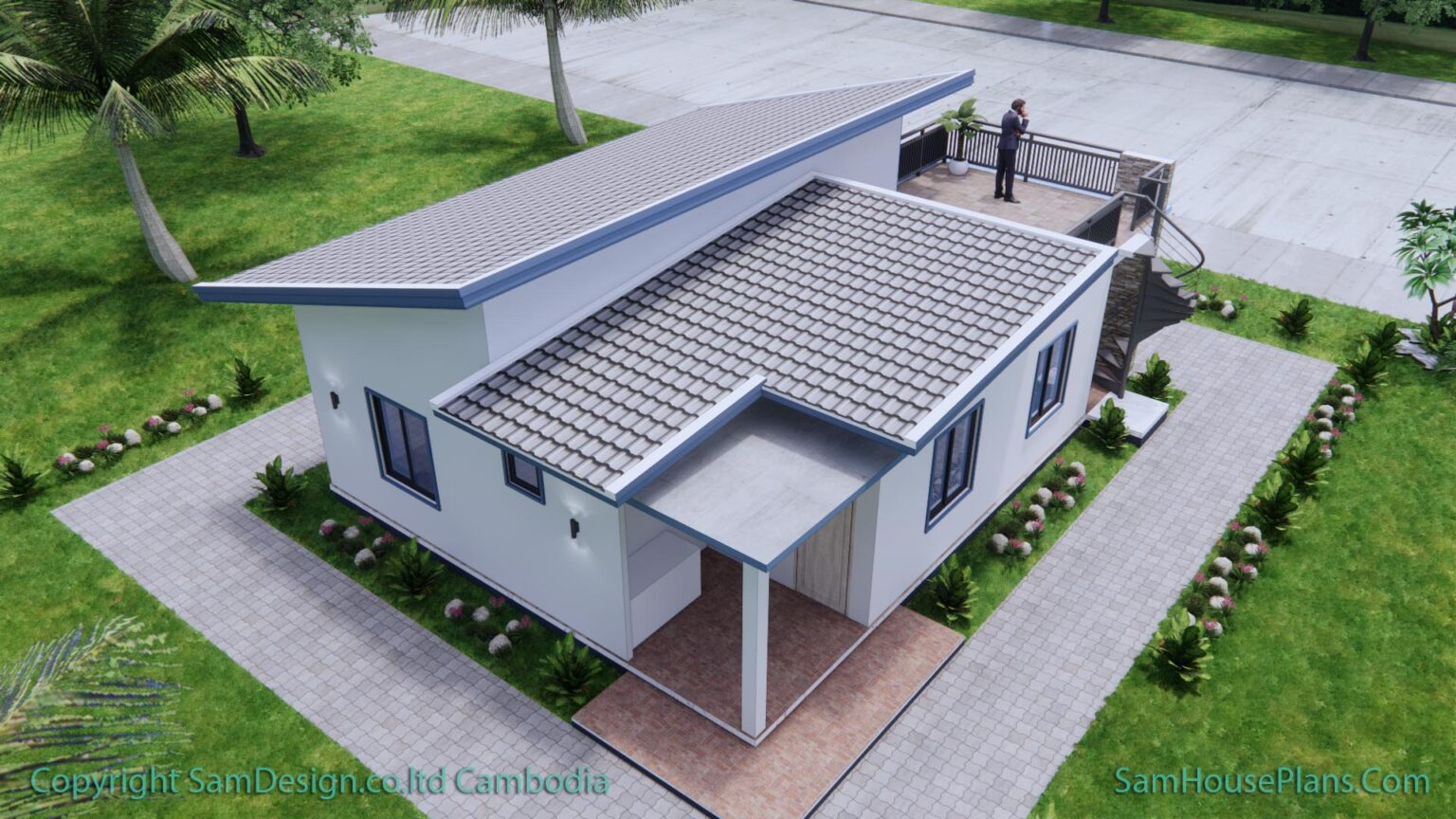 26x36 Small House Plan 8x11 Meter 2 Beds 2 Baths Small Terrace Shed ...